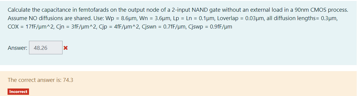 Solved Calculate the capacitance in femtofarads on the | Chegg.com