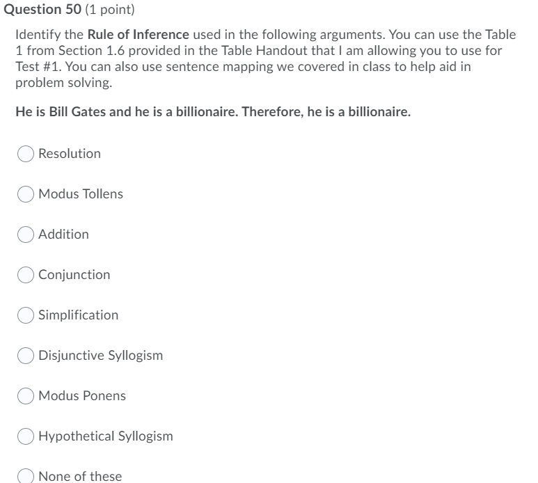 Solved Question 48 (1 point) Identify the Rule of Inference | Chegg.com