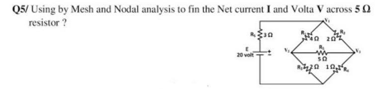 Solved Q5/ Using by Mesh and Nodal analysis to fin the Net | Chegg.com