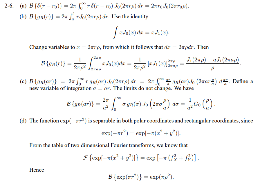 Solved 2-6. Prove the following Fourier-Bessel transform | Chegg.com