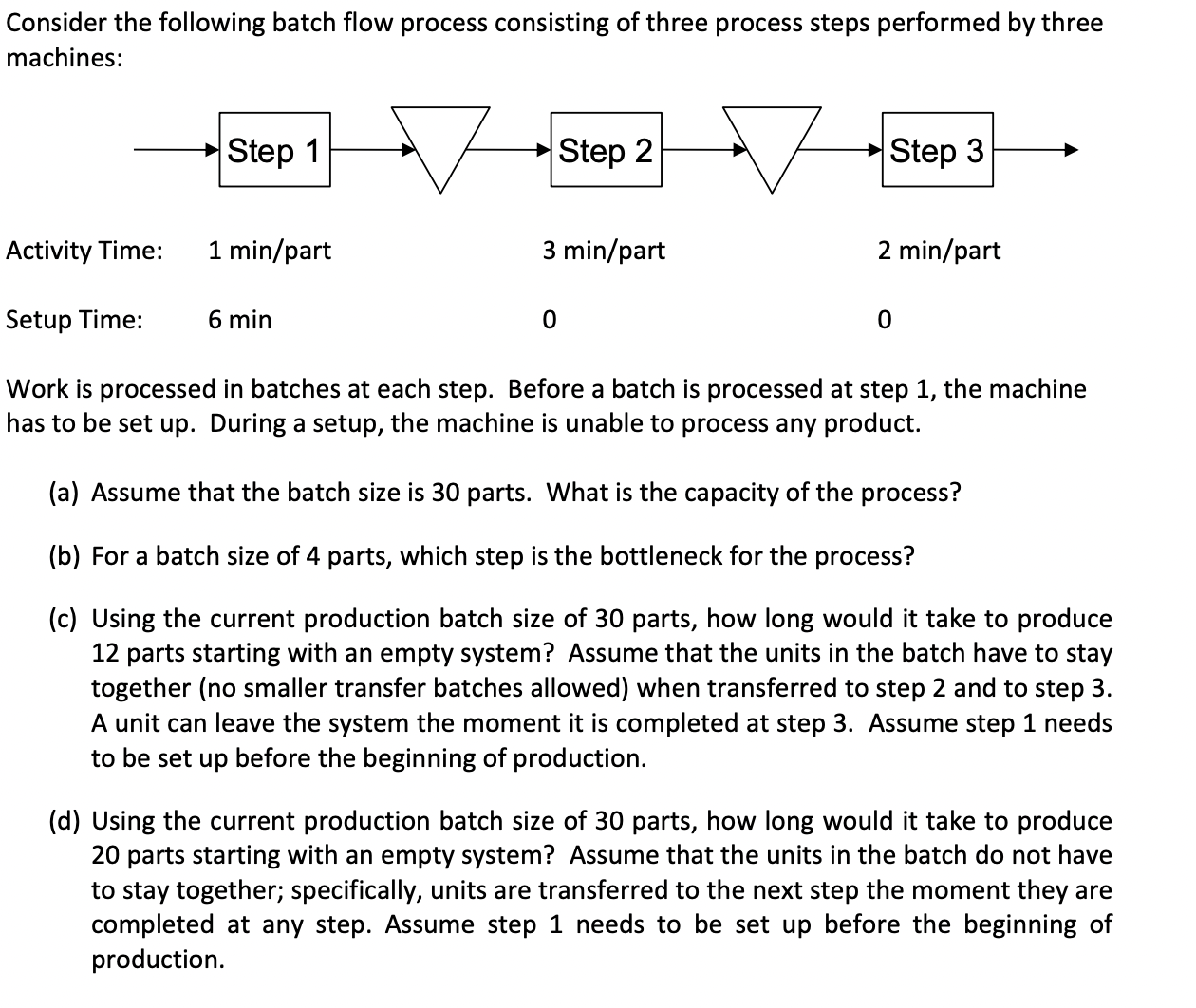 Solved Consider the following batch flow process consisting | Chegg.com