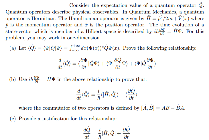 Solved Consider The Expectation Value Of A Quantum Operator