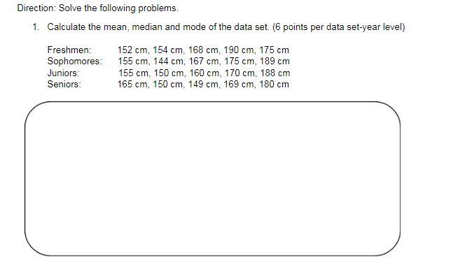 Solved Direction: Solve the following problems. 1. Calculate | Chegg.com