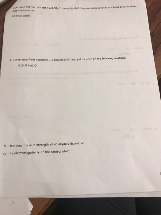 Solved 1) Determine whether aqueous solutions of each of | Chegg.com