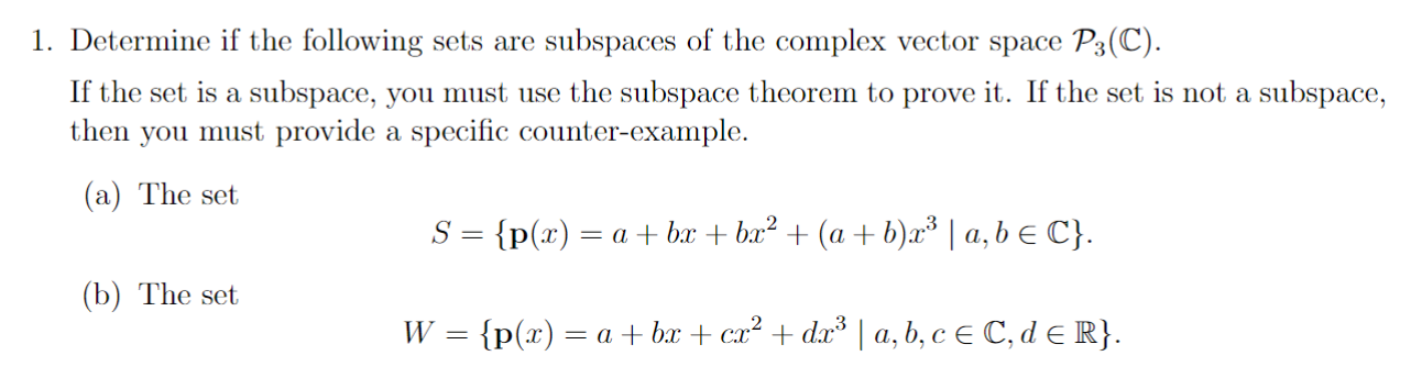 Solved 1 Determine If The Following Sets Are Subspaces Of