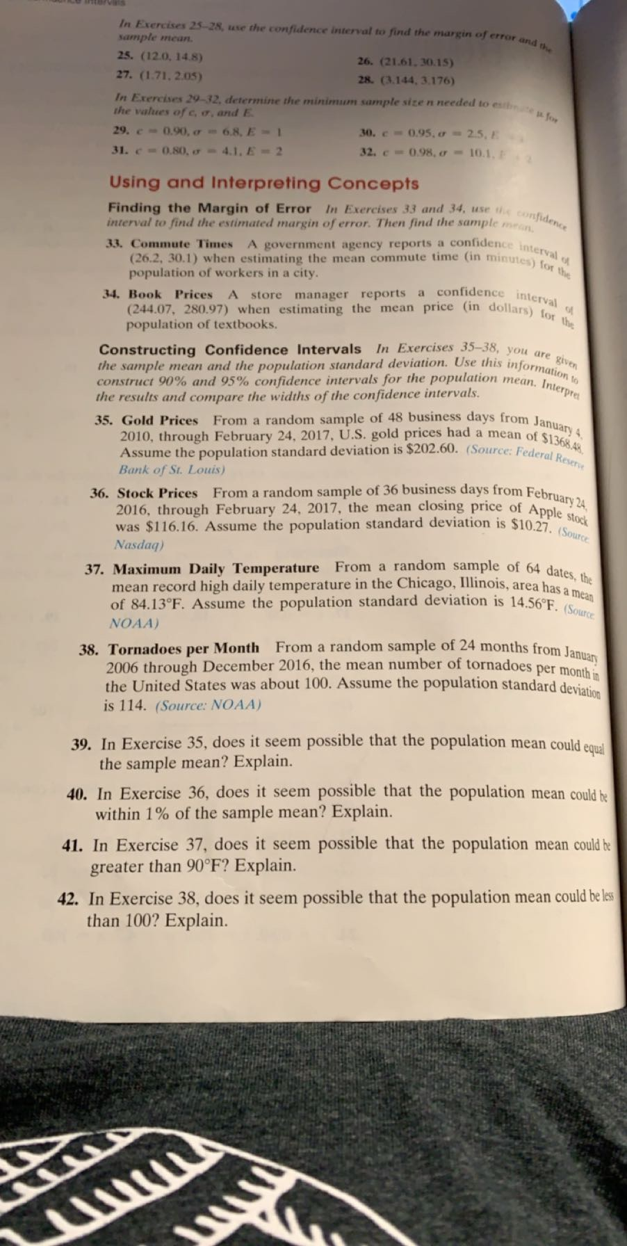 Solved rror and the In Exercises 25-28, use the confidence | Chegg.com