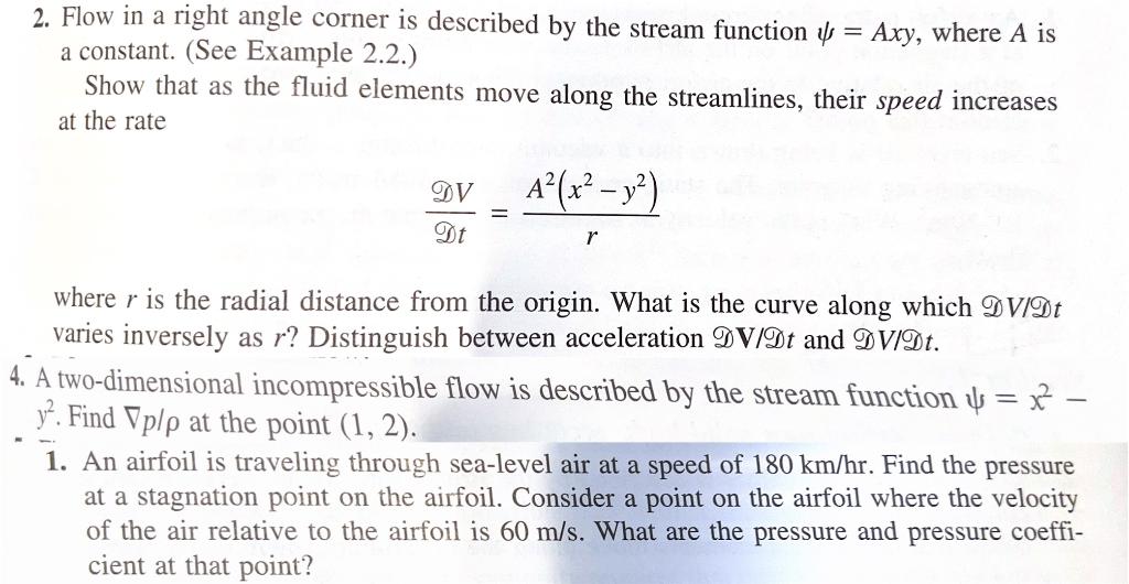 Solved 2. Flow in a right angle corner is described by the | Chegg.com