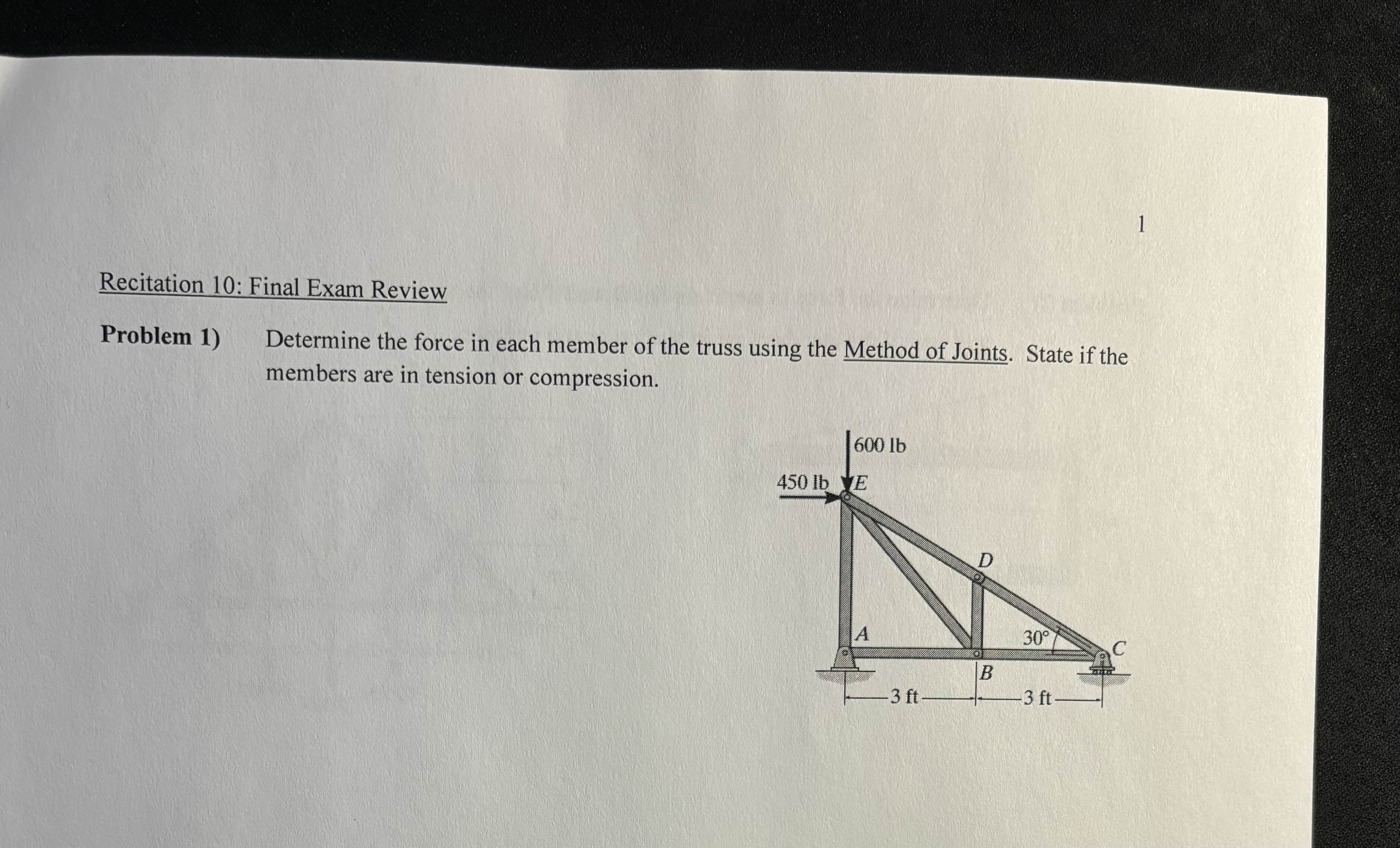 Solved Recitation 10: Final Exam ReviewProblem 1) ﻿Determine | Chegg.com