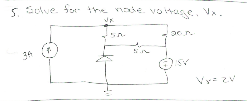 Solve for the node voltage, Vx | Chegg.com