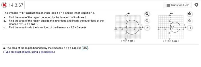 Solved 14.3.67 The limacon r b+a cos 0 has an inner loop if | Chegg.com