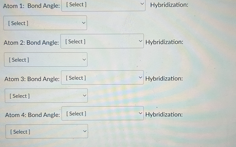 Solved Assign the hybridization and bond angles at each of | Chegg.com