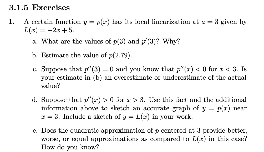 Solved A certain function y=p(x) has its local linearization | Chegg.com