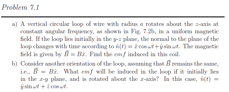 Solved Problem 7.1 a A vertical circular loop of wire with | Chegg.com