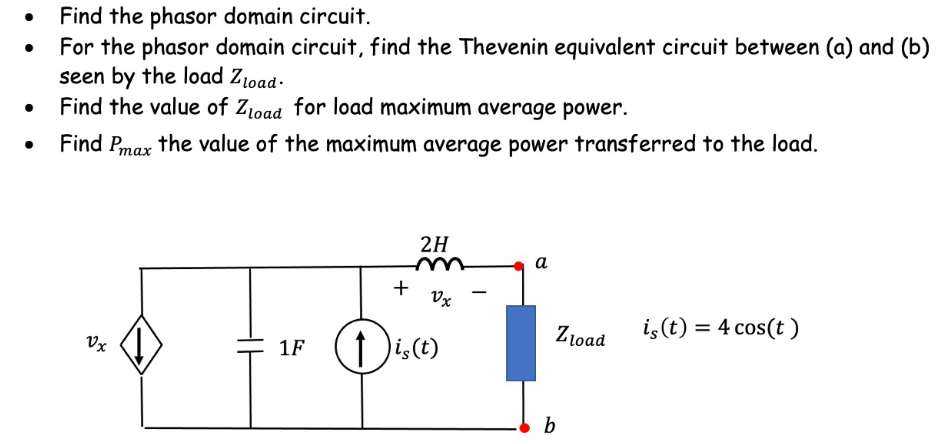 - Find the phasor domain circuit. - For the phasor | Chegg.com