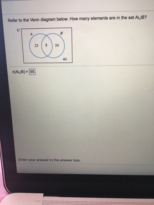 Solved the set AUB? Refer to the Venn diagram below. How | Chegg.com