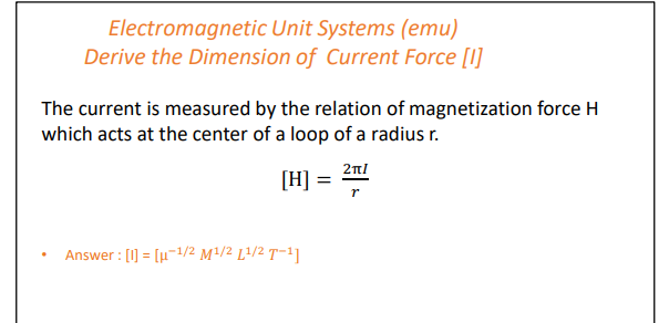 Solved Electromagnetic Unit Systems (emu) Derive the | Chegg.com