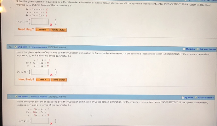 Solved Solve the given system of equations by either | Chegg.com