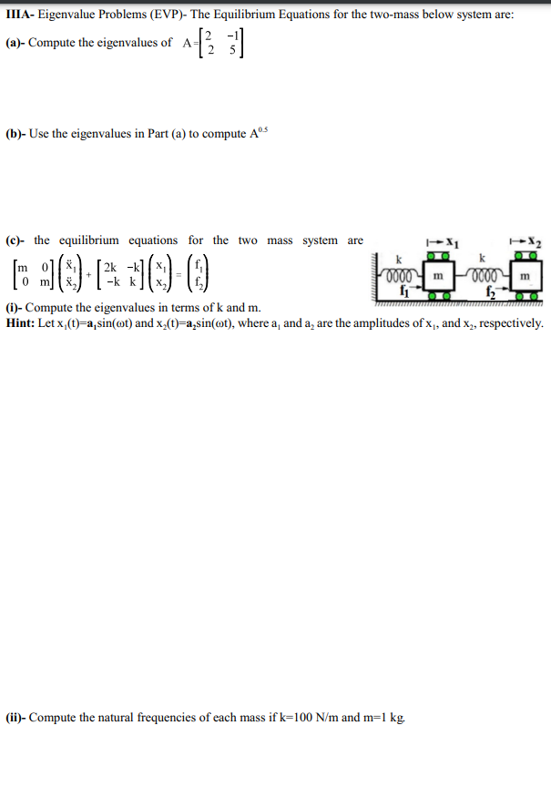 Solved IIIA- Eigenvalue Problems (EVP)- The Equilibrium | Chegg.com