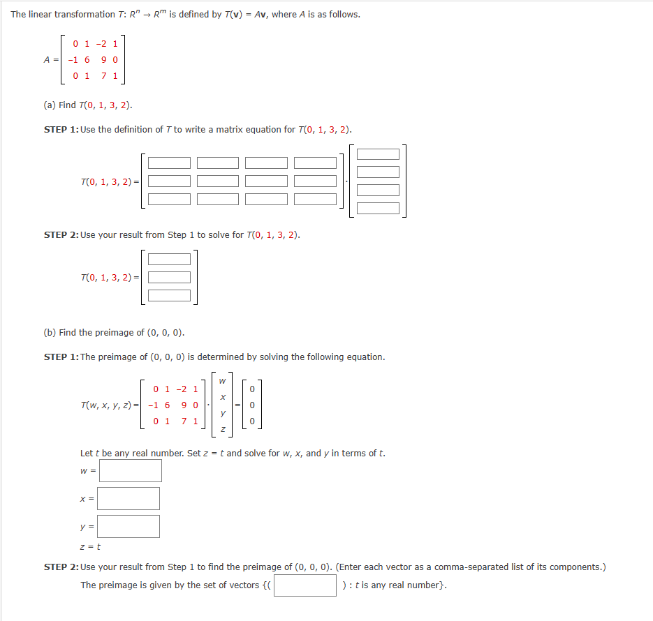 Solved The linear transformation T:Rn→Rm is defined by | Chegg.com