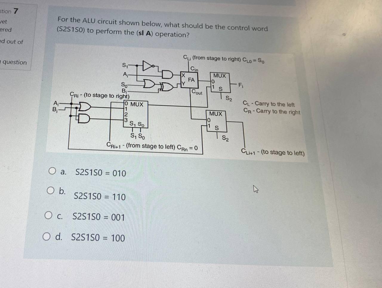 Solved For the ALU circuit shown below, what should be the | Chegg.com