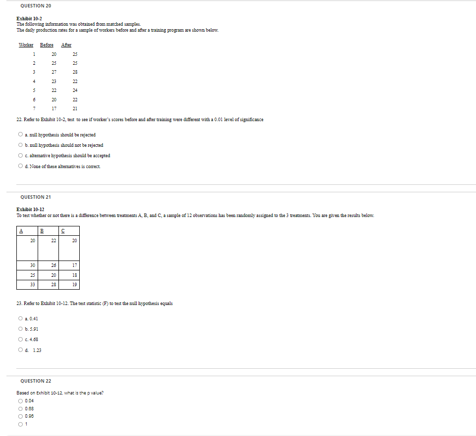 Solved Question 23 Based on Exhibit 10-12, should you | Chegg.com