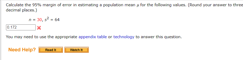 Solved Calculate the 95% margin of error in estimating a | Chegg.com