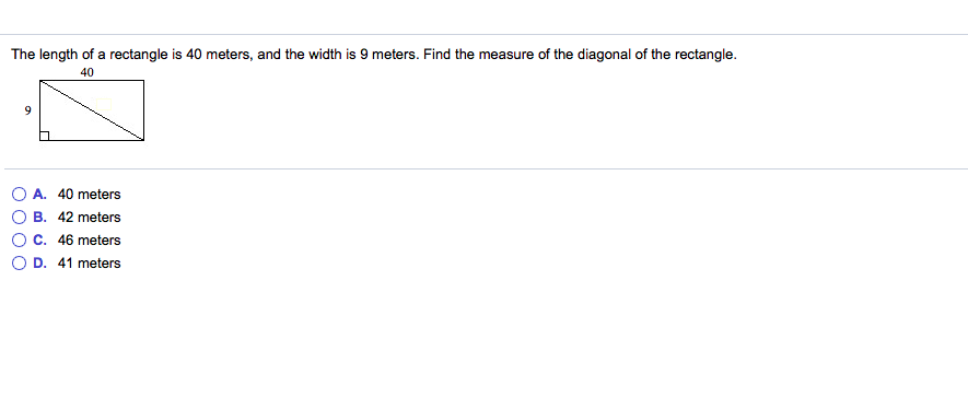 Solved The length of a rectangle is 40 meters, and the width | Chegg.com