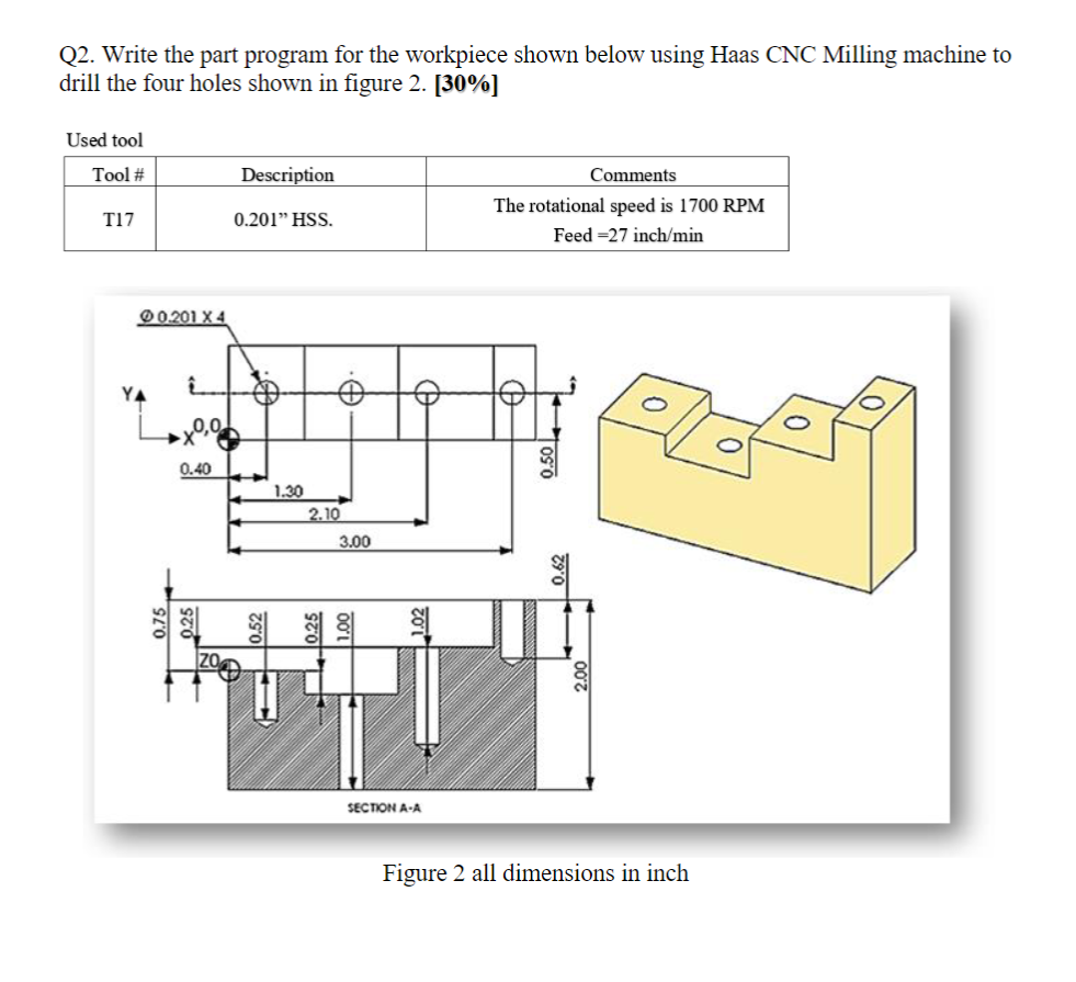 Solved Q2. Write the part program for the workpiece shown | Chegg.com