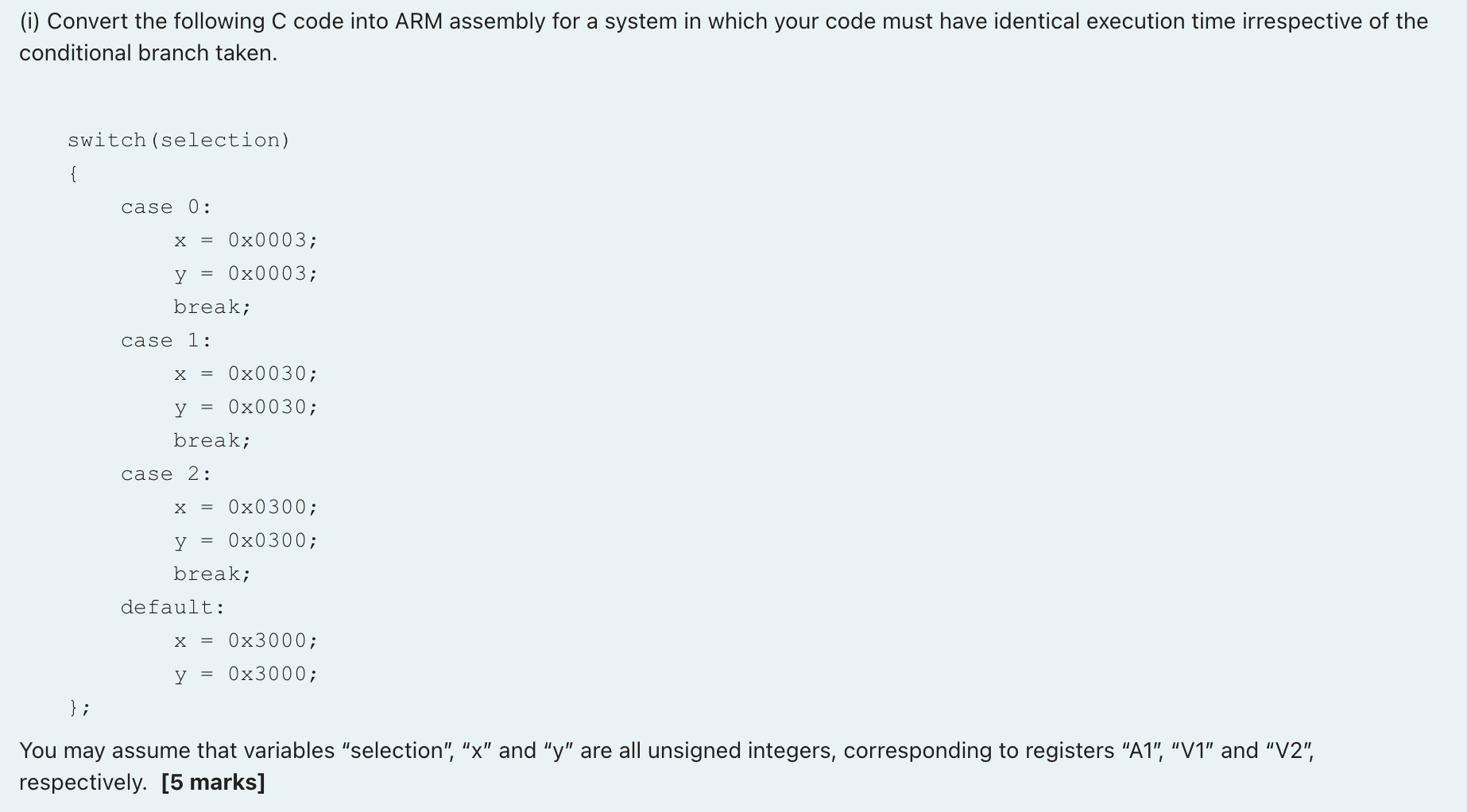 Solved (i) Convert the following C code into ARM assembly | Chegg.com