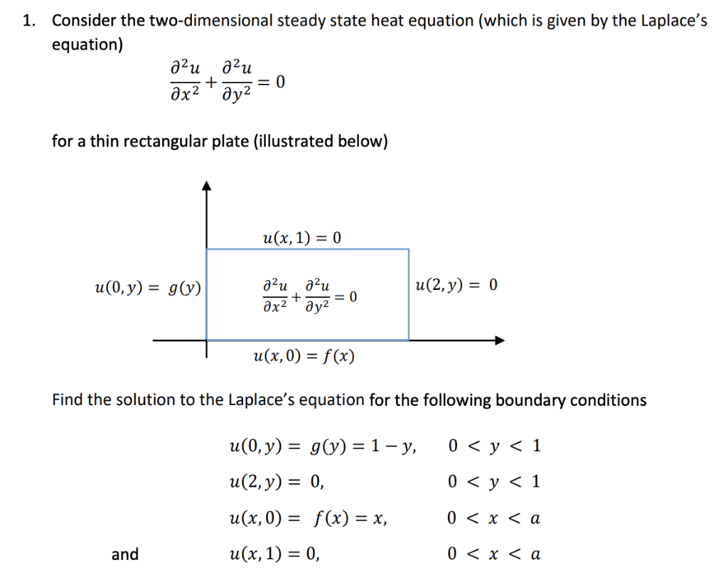 Solved 1. Consider the two-dimensional steady state heat | Chegg.com