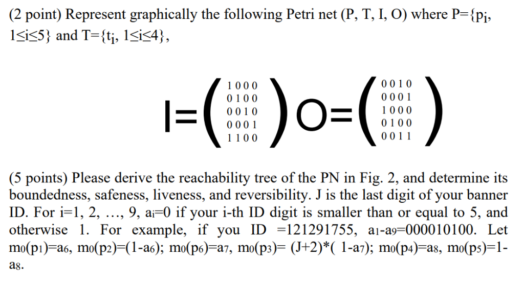 (2 point) Represent graphically the following Petri | Chegg.com