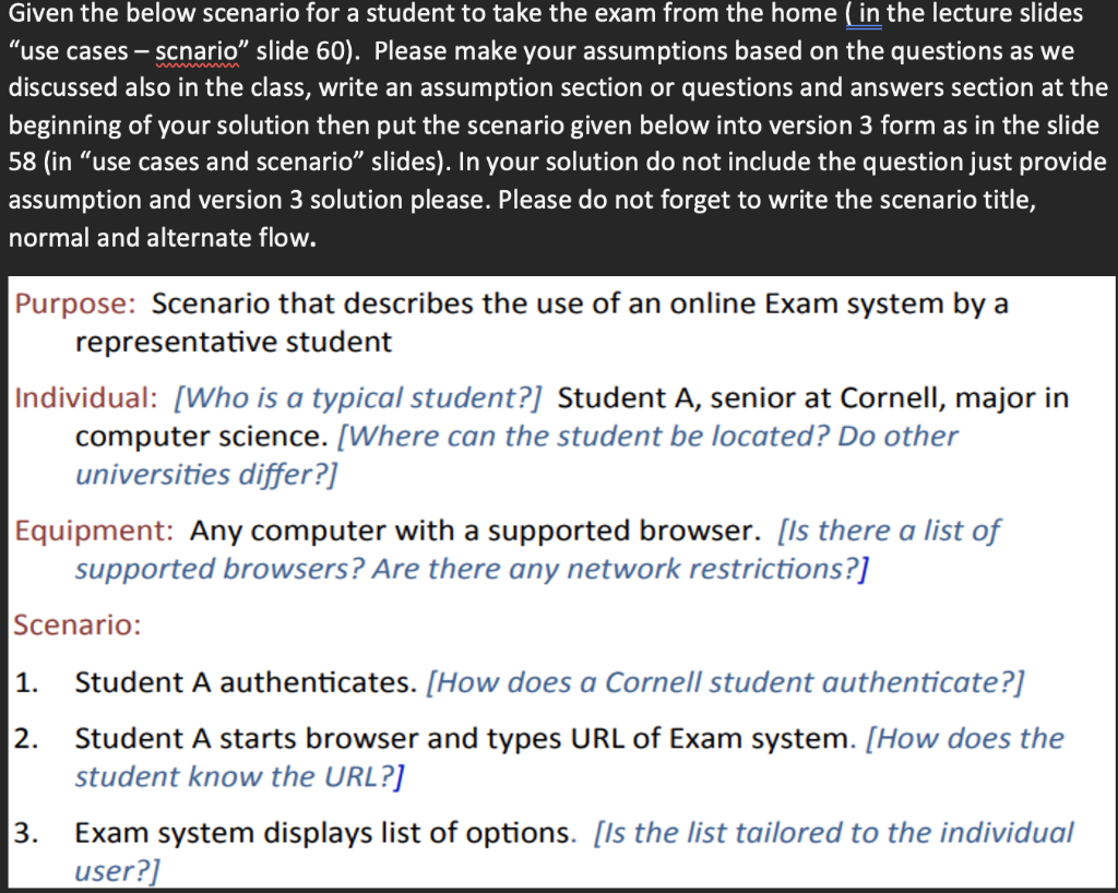 Given the below scenario for a student to take the | Chegg.com