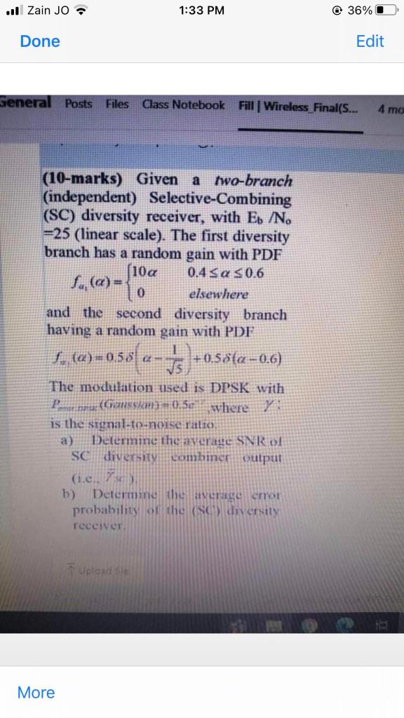 Solved 1:33 PM Done Edit General Posts Files Class Notebook | Chegg.com