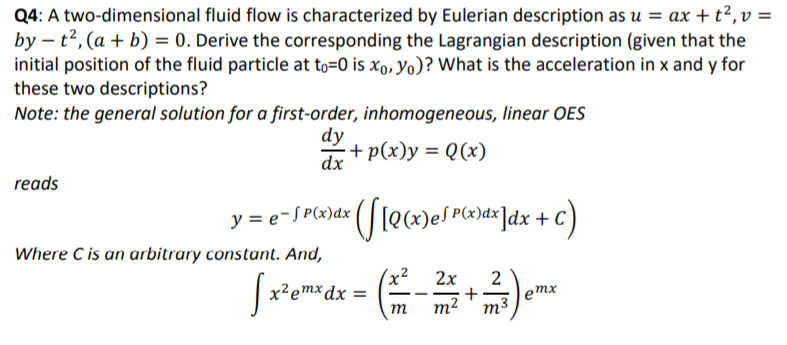 Q4: A two-dimensional fluid flow is characterized by | Chegg.com