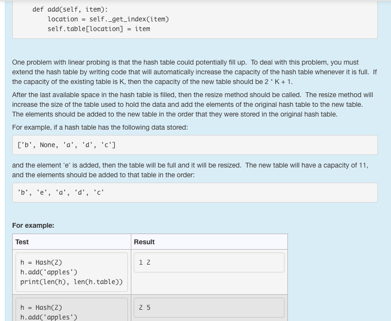 Solved An implementation of a hash table has been provided | Chegg.com