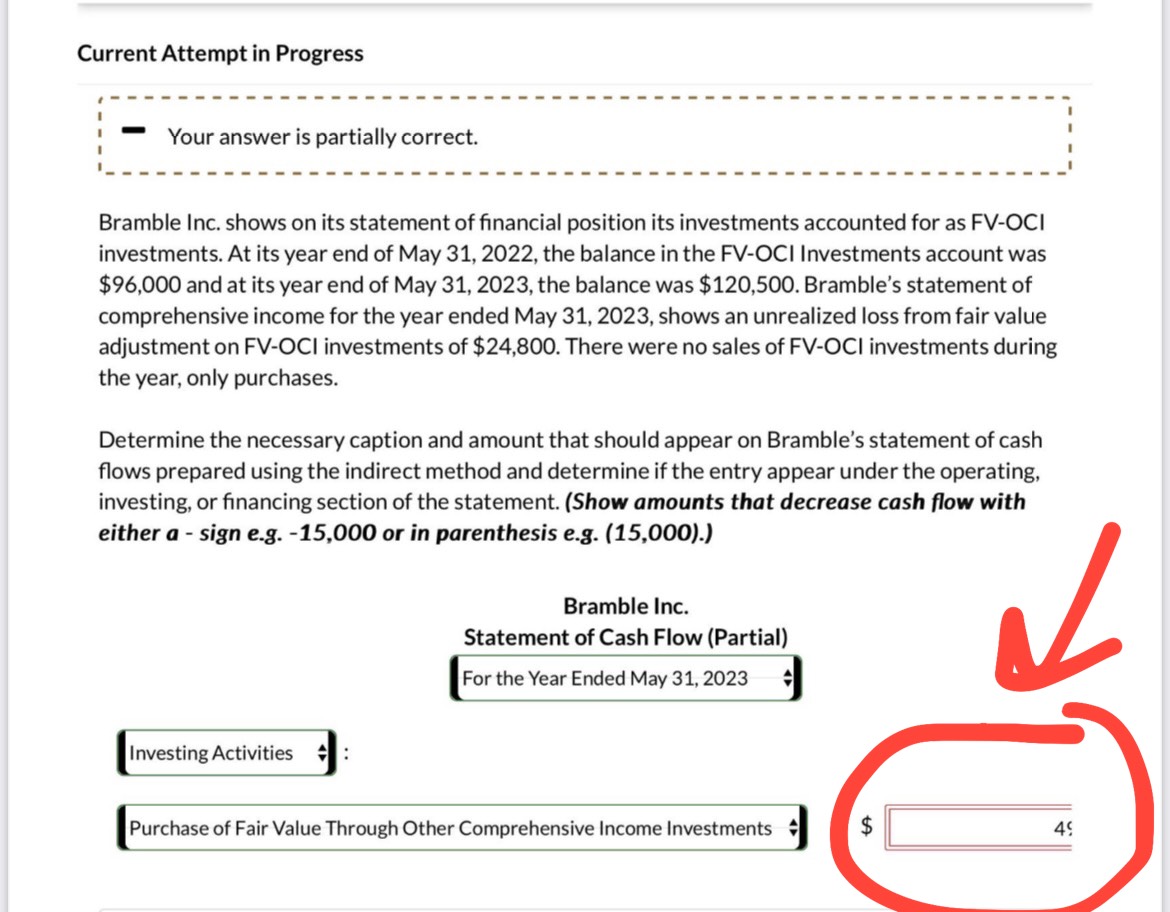 Solved Bramble Inc. shows on its statement of financial | Chegg.com