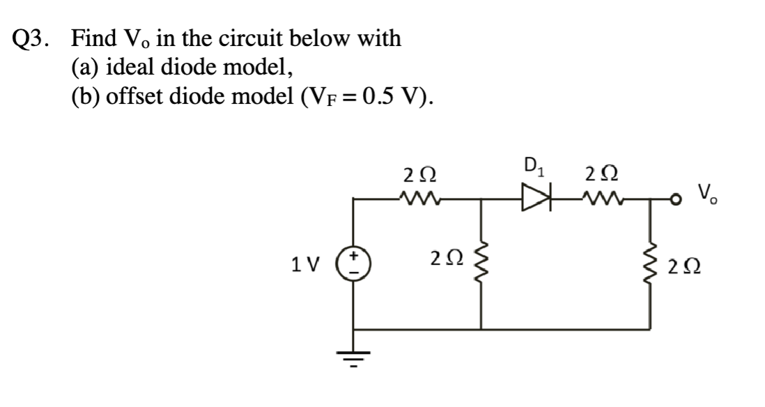 Q3. Find Vo in the circuit below with (a) ideal diode | Chegg.com