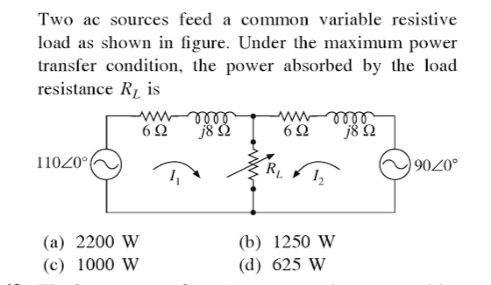 Solved Two ac sources feed a common variable resistive load | Chegg.com