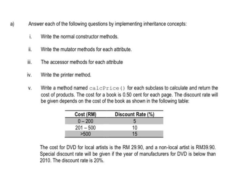 Solved 12 Given The Following Superclass Named Product And 