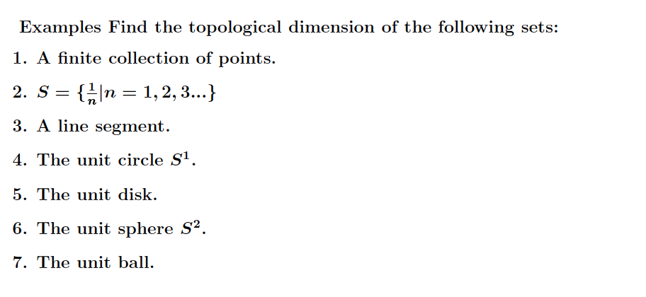Solved Examples Find the topological dimension of the | Chegg.com