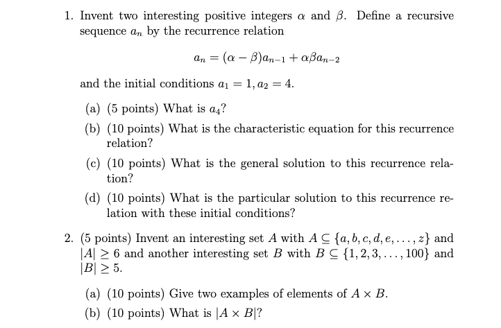 Solved 1. Invent two interesting positive integers a and B. | Chegg.com
