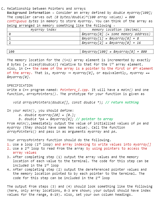 Solved C. Relationship between Pointers and Arrays | Chegg.com