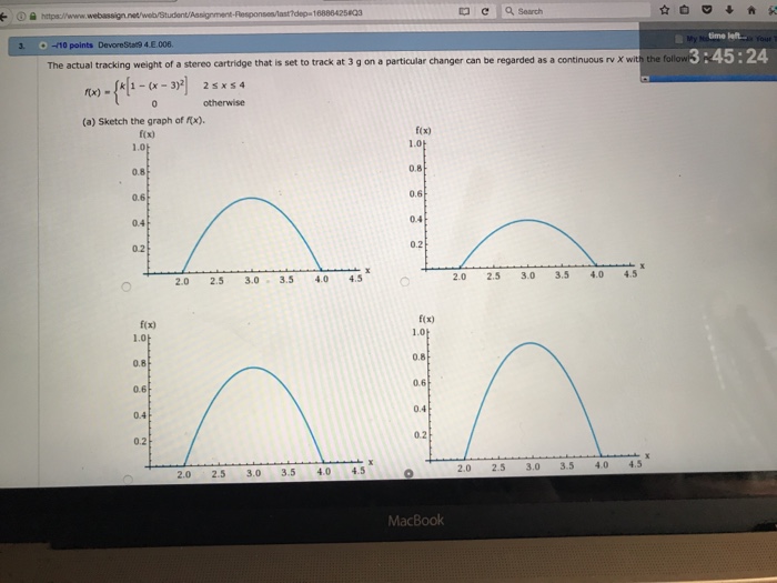 Solved ☆白 ⓘ슐 https://www time left.. 10 points DevoreSat9 4 | Chegg.com