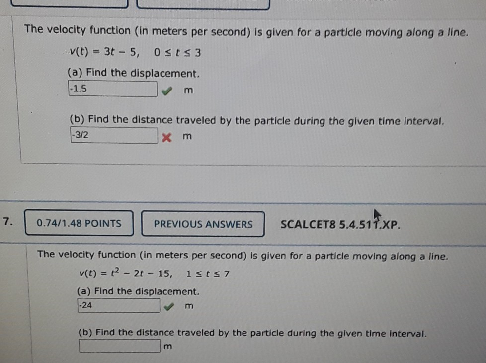 Solved how do I find the total distance traveled for the 2 | Chegg.com