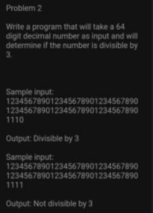 Solved Problem 2 Write a program that will take a 64 digit | Chegg.com