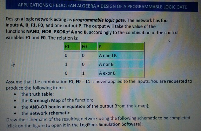 Solved APPLICATIONS OF BOOLEAN ALGEBRA DESIGN OF A | Chegg.com
