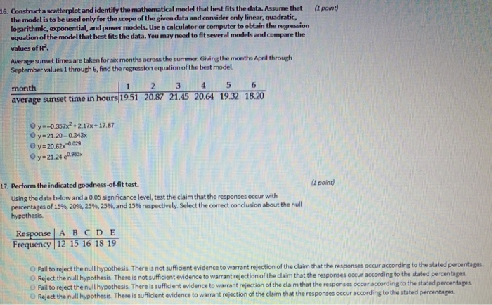 Solved 16. Construct a scatterplot and identify the | Chegg.com