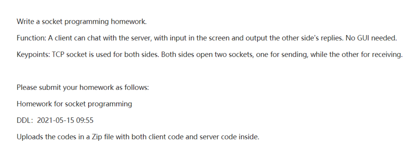 Solved Write a socket programming homework. Function: A | Chegg.com