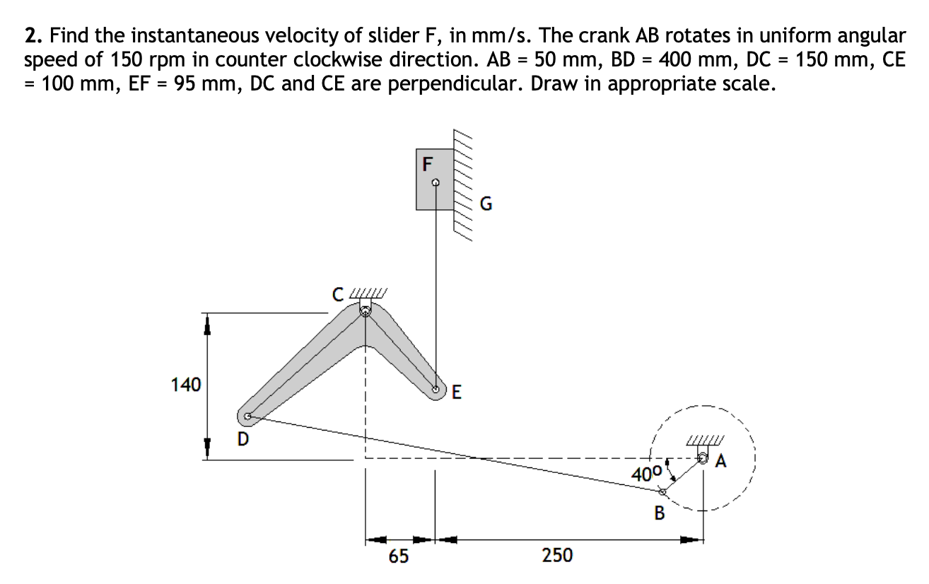 Solved 2. Find the instantaneous velocity of slider F, in | Chegg.com