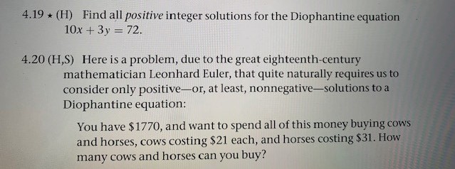 Solved 4.19⋆(H) Find all positive integer solutions for the | Chegg.com